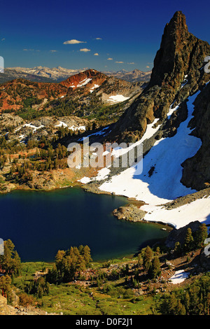 Minaret Lake and the High Sierras viewed from Minaret Pass in the Ansel ...
