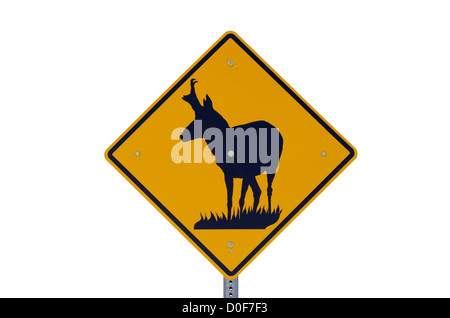 Roadsign warning for antelope crossing the road in africa Stock Photo ...