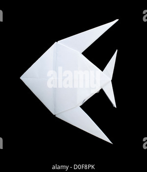 White paper fish origami isolated on a blank grey background Stock ...