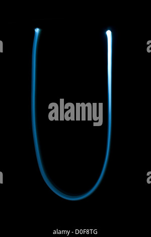 Letter I realistic glowing blue neon letter against a blue background ...