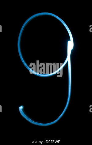 Number nine digit from natural neon light Stock Photo - Alamy