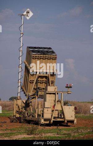 A battery of Israel's Iron Dome defense missile system, designed to ...