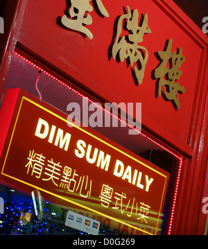 DIM SUM DAILY SIGN CHINATOWN LONDON Chinese lanterns reflected in ...