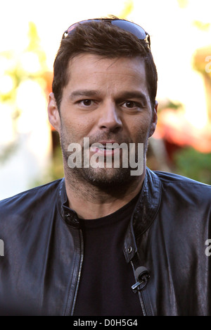 Ricky Martin films an interview for the entertainment television news ...