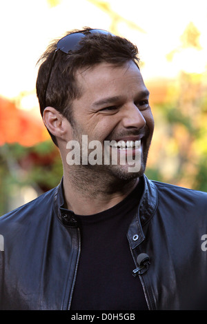 Ricky Martin films an interview for the entertainment television news ...
