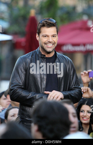 Ricky Martin films an interview for the entertainment television news ...