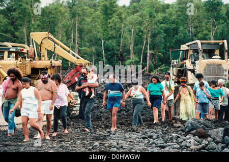 Anti-Geothermal Protest at Wao Kele O Puna Rainforest, Hawaii Stock ...