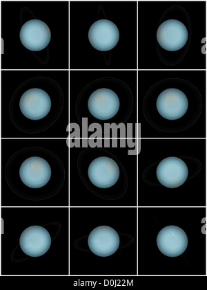 Digital Illustration of Uranus' Appearance From Different Angles Stock ...