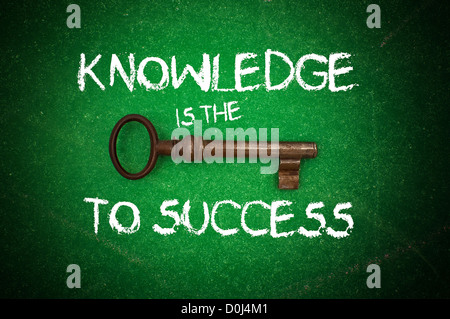 Knowledge is the key to success written on vintage old book Stock Photo ...