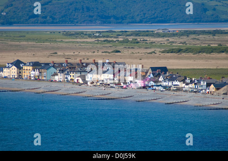 The Welsh coastal town of Borth from the monument Ceredigion Wales UK ...