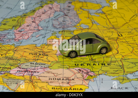 traveling by car on world map Stock Photo - Alamy