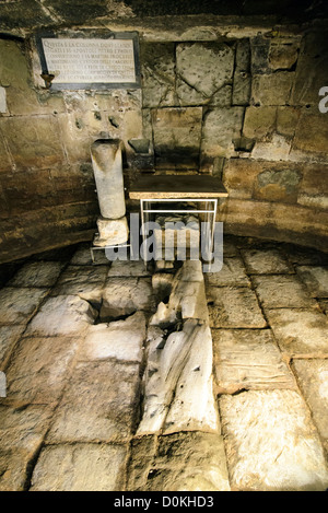 The Mamertine Prison in Rome, with a column commemorating the legendary ...