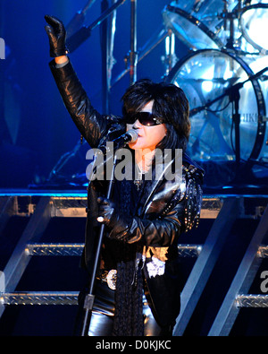 Toshimitsu 'Toshi' Deyama of 'X Japan' performing on stage at Massey ...