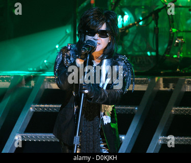 Toshimitsu 'Toshi' Deyama of 'X Japan' performing on stage at Massey ...