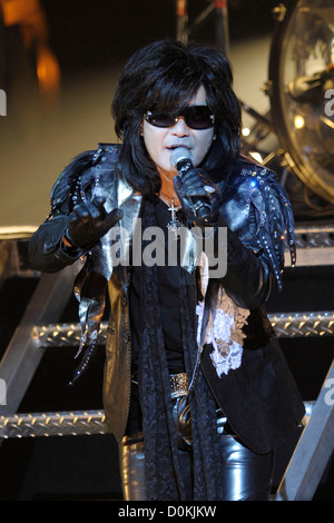 Toshimitsu 'Toshi' Deyama of 'X Japan' performing on stage at Massey ...