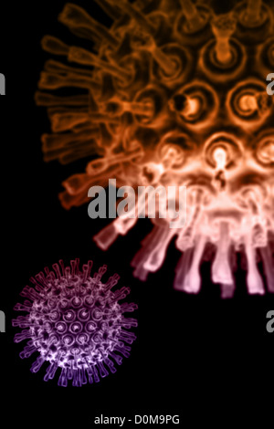 Scanning electron microscope styled structure of a typical virus Stock ...