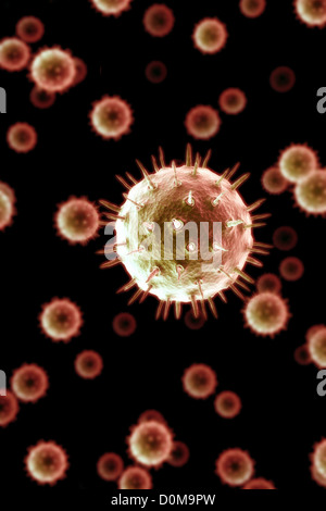 Scanning electron microscope styled structure of a typical virus Stock ...