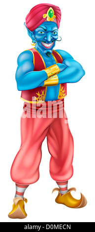 Illustration of a wicked looking Jinn or genie coming out of a classic ...