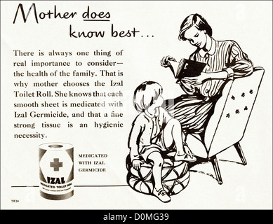 1950s UK Izal Magazine Advert Stock Photo - Alamy