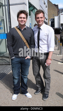 Sam Nixon and Mark Rhodes outside the ITV television studios London ...