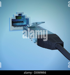 LAN cable entering a power socket Stock Photo - Alamy