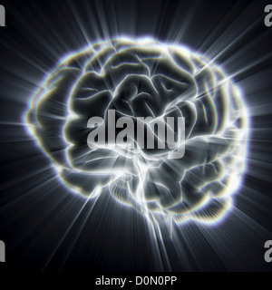 Diagram of the human brain emanating light beams Stock Photo - Alamy