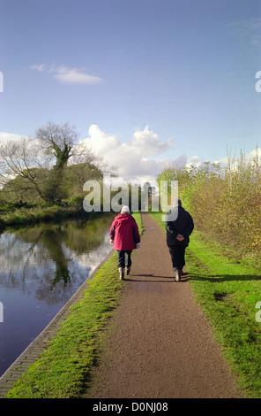 Senior Caucasian Ramblers Walking Along a Towpath at Stourbridge Canal ...