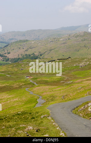 Hardknott Pass towards Roman fort Lake District Cumbria England Stock ...