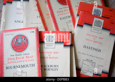 old one inch ordnance survey map for chatham and maidstone Stock Photo ...