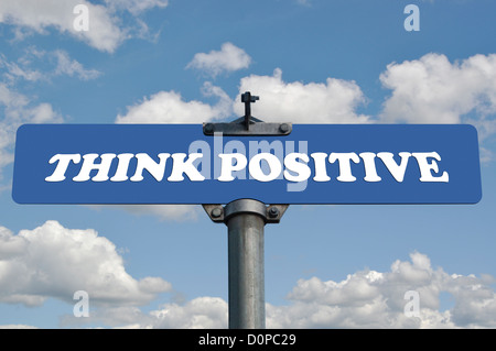 Think positive road sign Stock Photo - Alamy