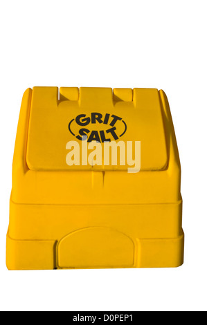 Salt grit yellow container for winter road safety on council road uk ...