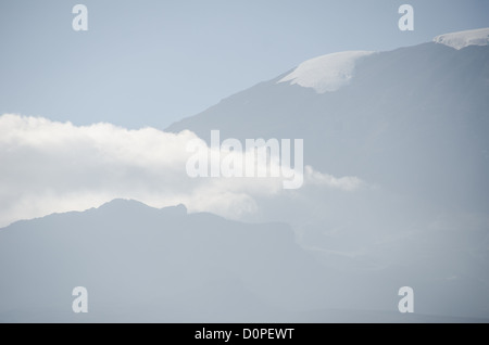 Mt Kilimanjaro snow capped summit, aerial view , Tanzania Africa Stock ...
