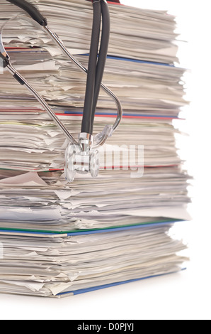 Stack of papers with stethoscope Stock Photo - Alamy