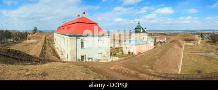Spring panorama view of old Zolochiv castle (Ukraine, Lviv Region ...