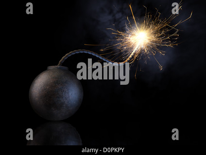 Fuse, spark, bomb, cartoon style, dark, explosive Stock Photo - Alamy