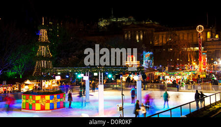 Edinburgh Christmas ice rink and fun fair, Scotland UK Stock Photo - Alamy