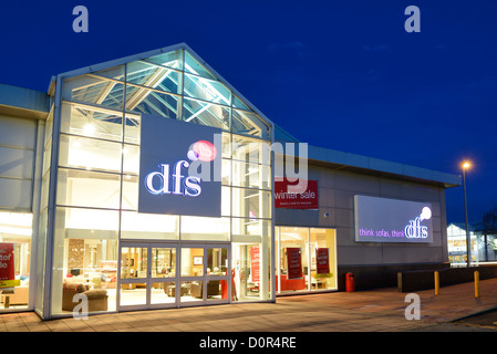 Dfs sofa store sign logo name shop exterior leeds Birstall retail park ...