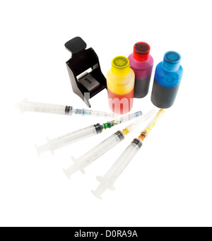 Inkjet black printer isolated on a grey background Stock Photo - Alamy