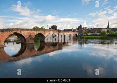 Scotland, Dumfries, Devorgilla Bridge built 15C, River Nith Stock Photo ...