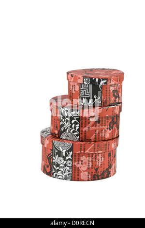 Three circle boxes for gifts Stock Photo - Alamy