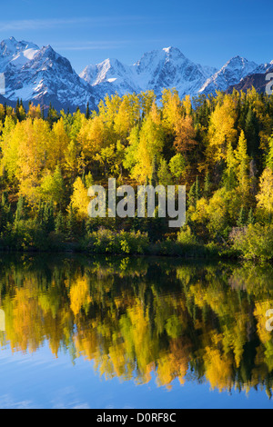 USA, Alaska, Matanuska Valley, Autumn view of Pioneer Peak, Goat ...
