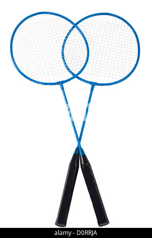 Badminton Still Life: Two rackets and shuttlecocks on gray surface with ...