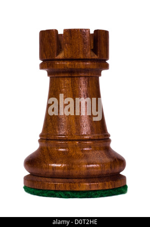 Brown chess rook on a white background Stock Photo - Alamy