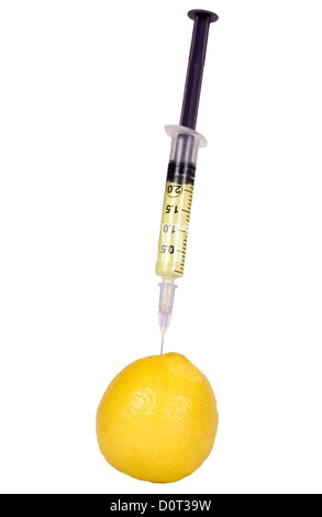 lemon manipulation with syringe Stock Photo - Alamy
