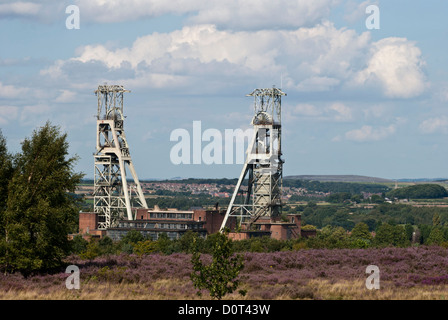 Clipstone colliery pit headstock from vicar water park Stock Photo - Alamy