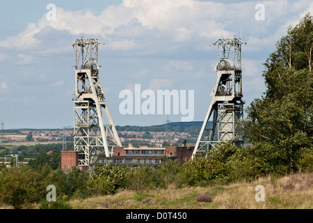 Clipstone colliery pit headstock from vicar water park Stock Photo - Alamy