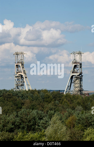 Clipstone colliery pit headstock from vicar water park Stock Photo - Alamy