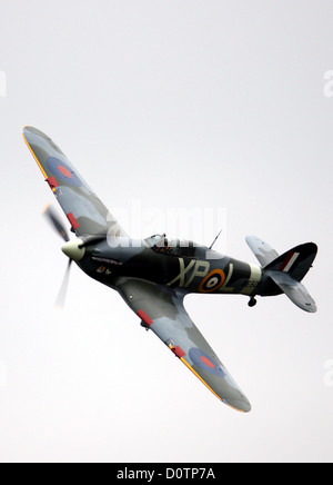 Hawker Hurricane Mk 2B. XPL. propeller vortex in low cloud Stock Photo ...
