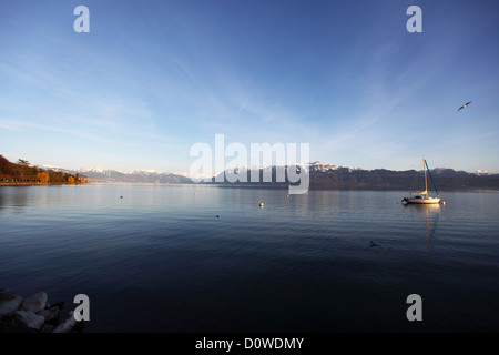 lake of geneva landscape on sunrise Stock Photo - Alamy