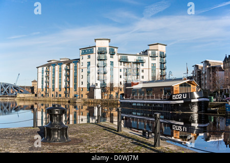 View of The Shore at Queen's Dock in Leith Docks Edinburgh with the old ...
